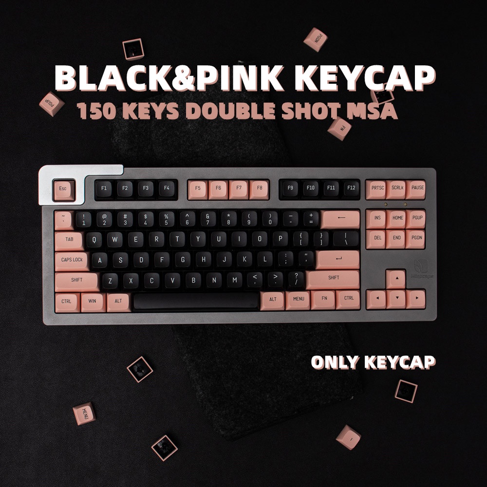 150 Keycaps Double Shot MSA Profile Black&Pink&White&Blue&Yellow&Red ...