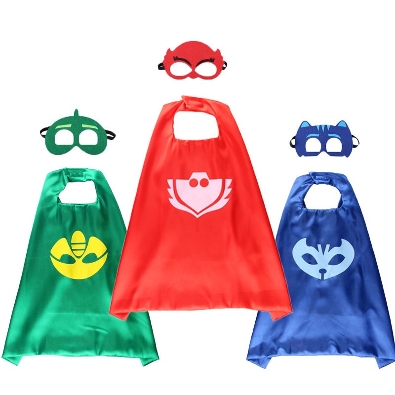 2pcs/set Anime PJ Masks Cloak Cape Catboy Owlette Gekko Mask Party ...