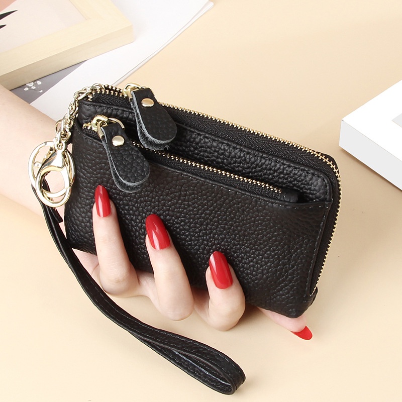 First Layer Cowhide Lychee Pattern Small Wallet Women Genuine Leather ...