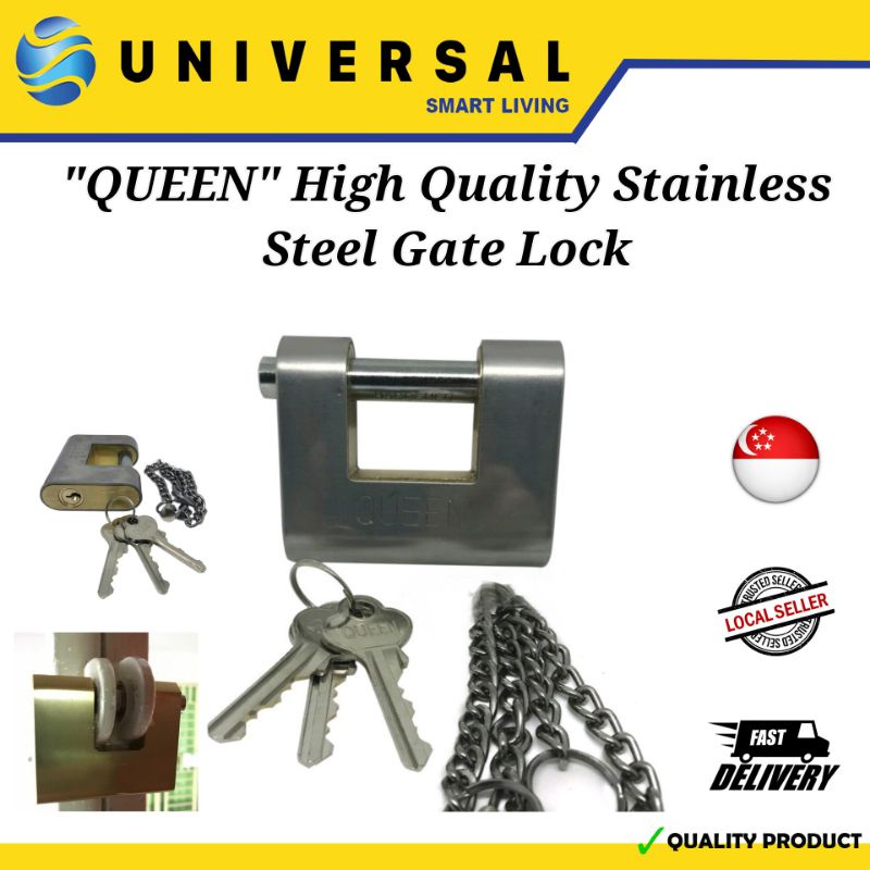 [SG SHOP SELLER] "QUEEN" High Quality Stainless Steel Gate Lock ...