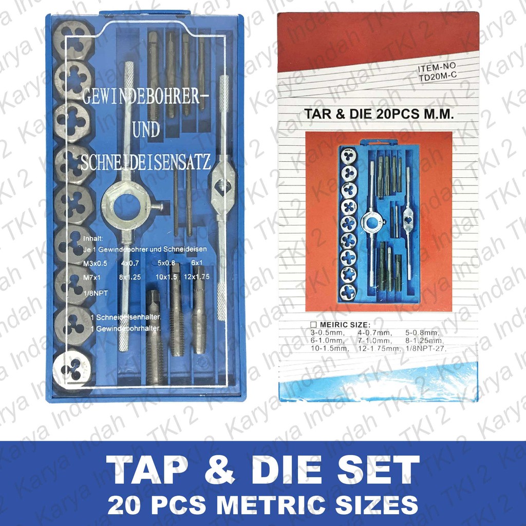 Hand Tap and Die Set 20 PCS Metric Size Senai Snai Bolt Tap Tool M4 ...