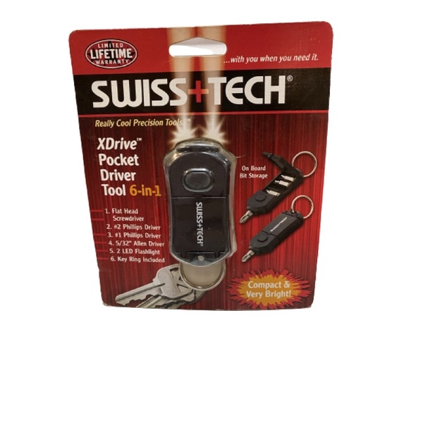 Swiss+Tech Pocket Screwdriver Multi-Tool Set, Black, 6-in-1 Tool with ...