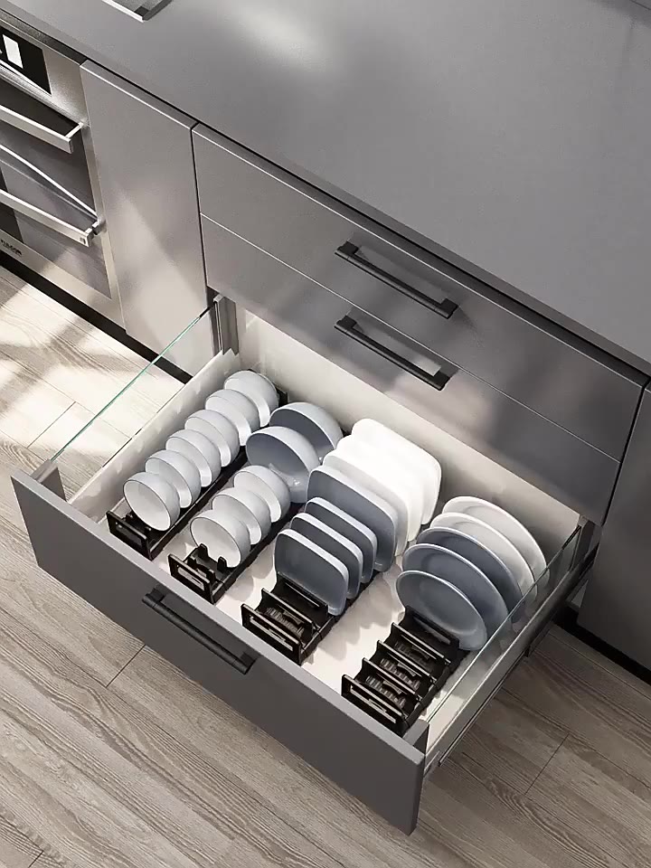 Plate Organiser Kitchen Drawer Organiser Cabinet Organizer Dish Bowl ...