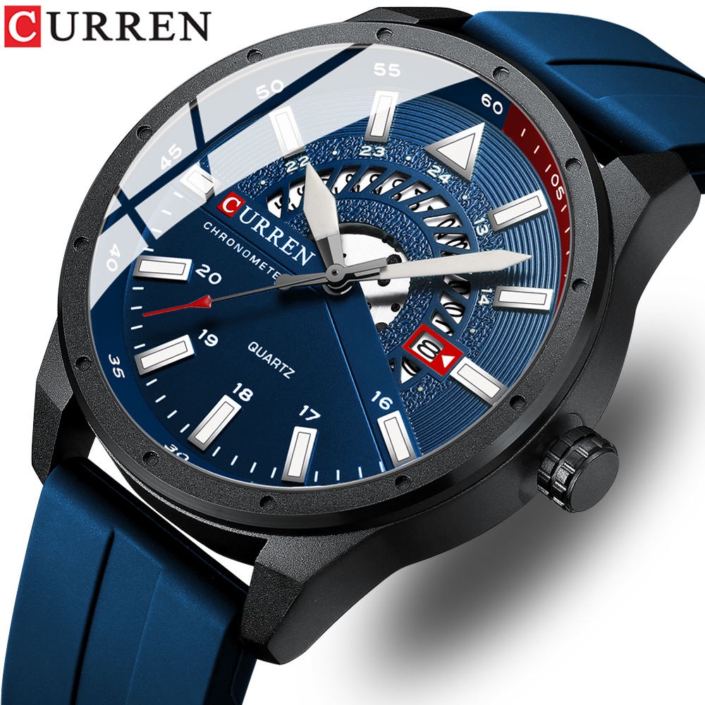CURREN Men's Watches Original Brand Rubber Leather Fashion Casual ...