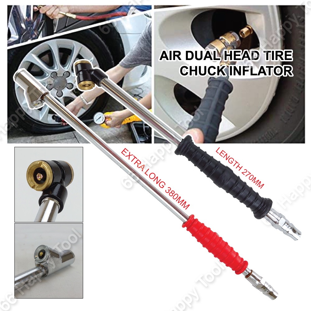 270mm Long Reach Air Dual Head Tire Chuck Inflator Nozzle Tire Air Pump ...