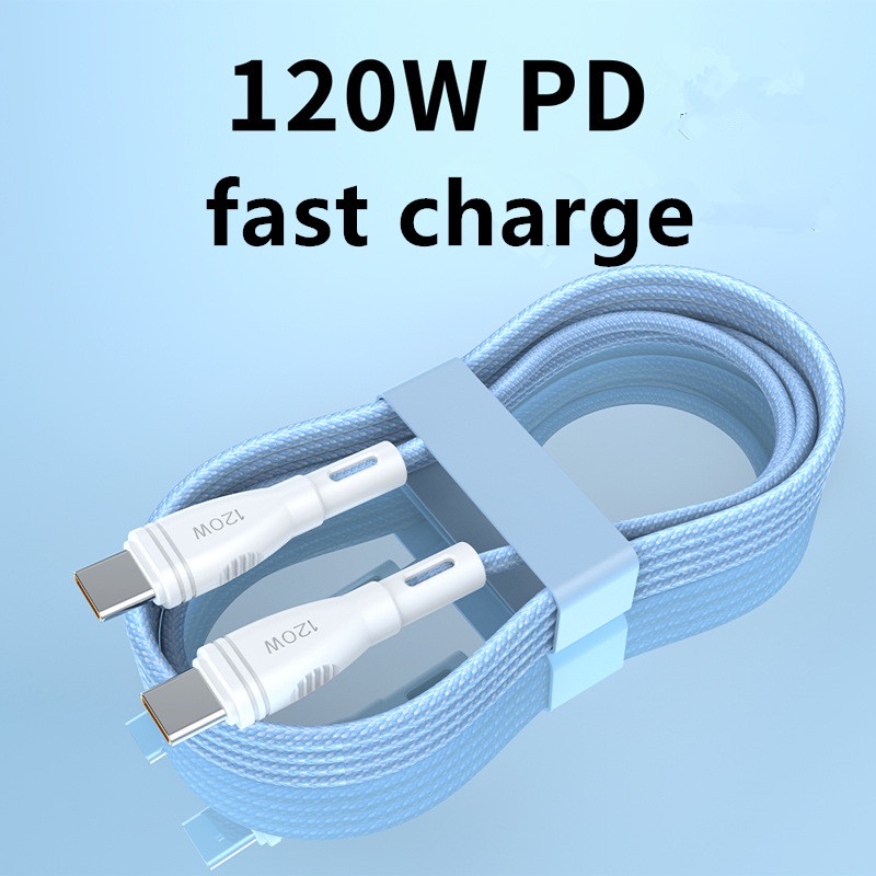 6A 120W PD Type C to Type C Cable Fast Charging Colorful Nylon USB c ...