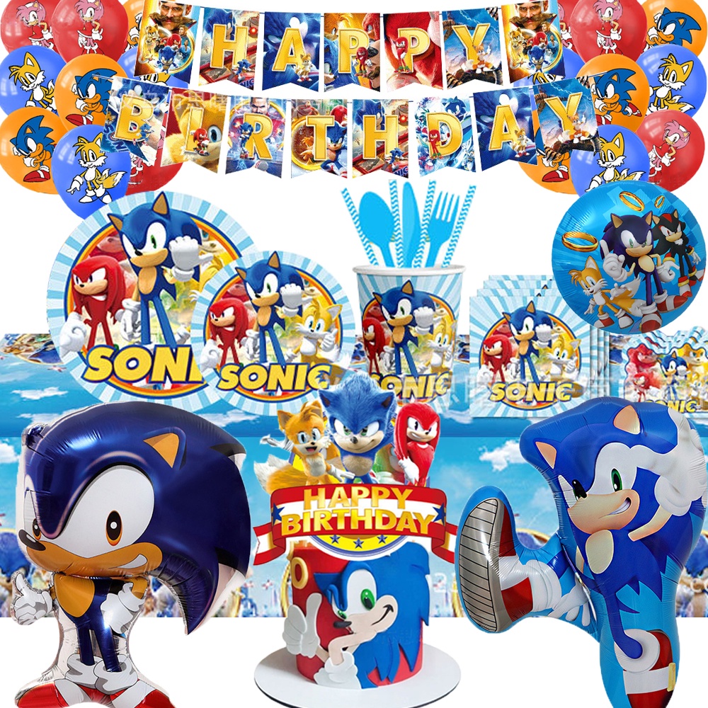 Sonic The Hedgehog Party Supplies Boys Birthday Party Tablecloth Banner ...