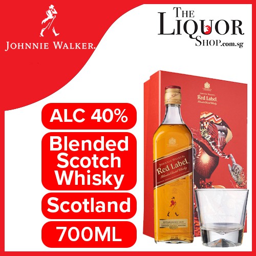 Johnnie Walker Red Label Whisky 700ml - Gift Pack + Free Glass ...
