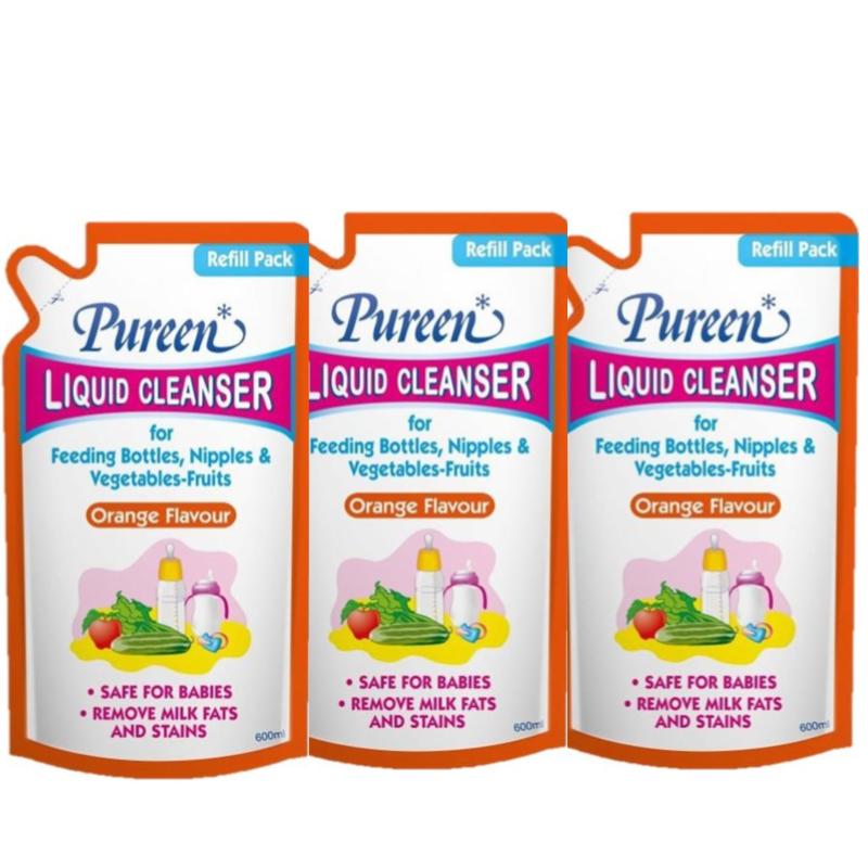 [Bundle Of 3] Pureen Liquid Cleanser Orange Flavour Refill Pack 600Ml ...