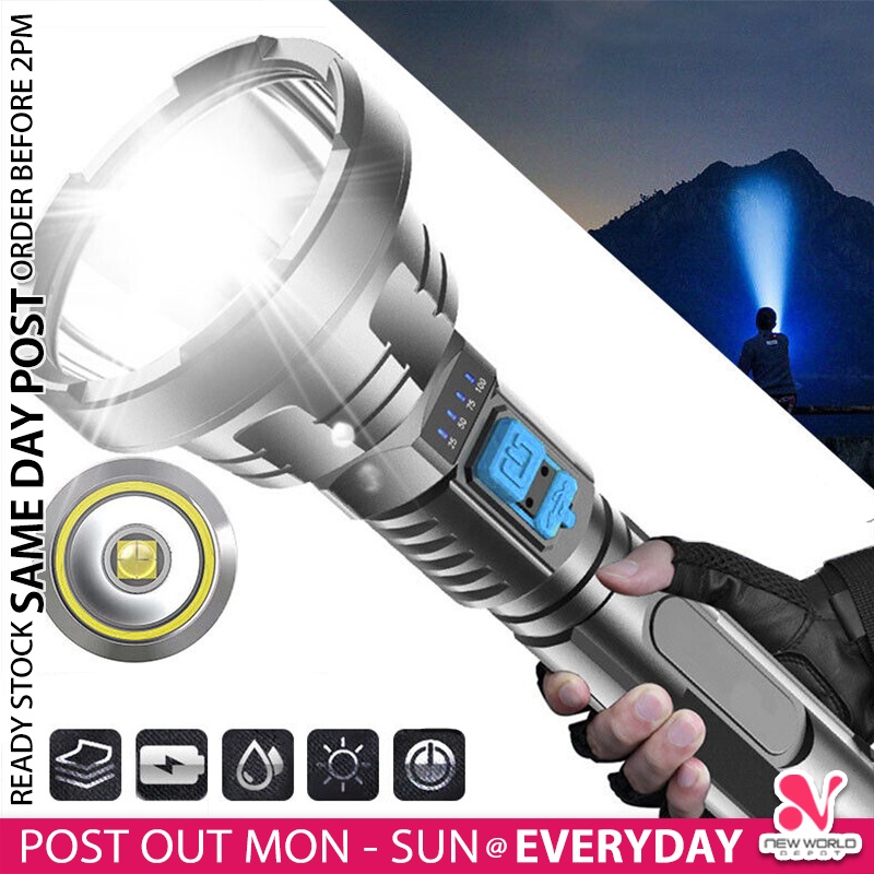 MAX 300M 》Waterproof 3 Mode LED Torch Light Rechargeable Flashlight ...