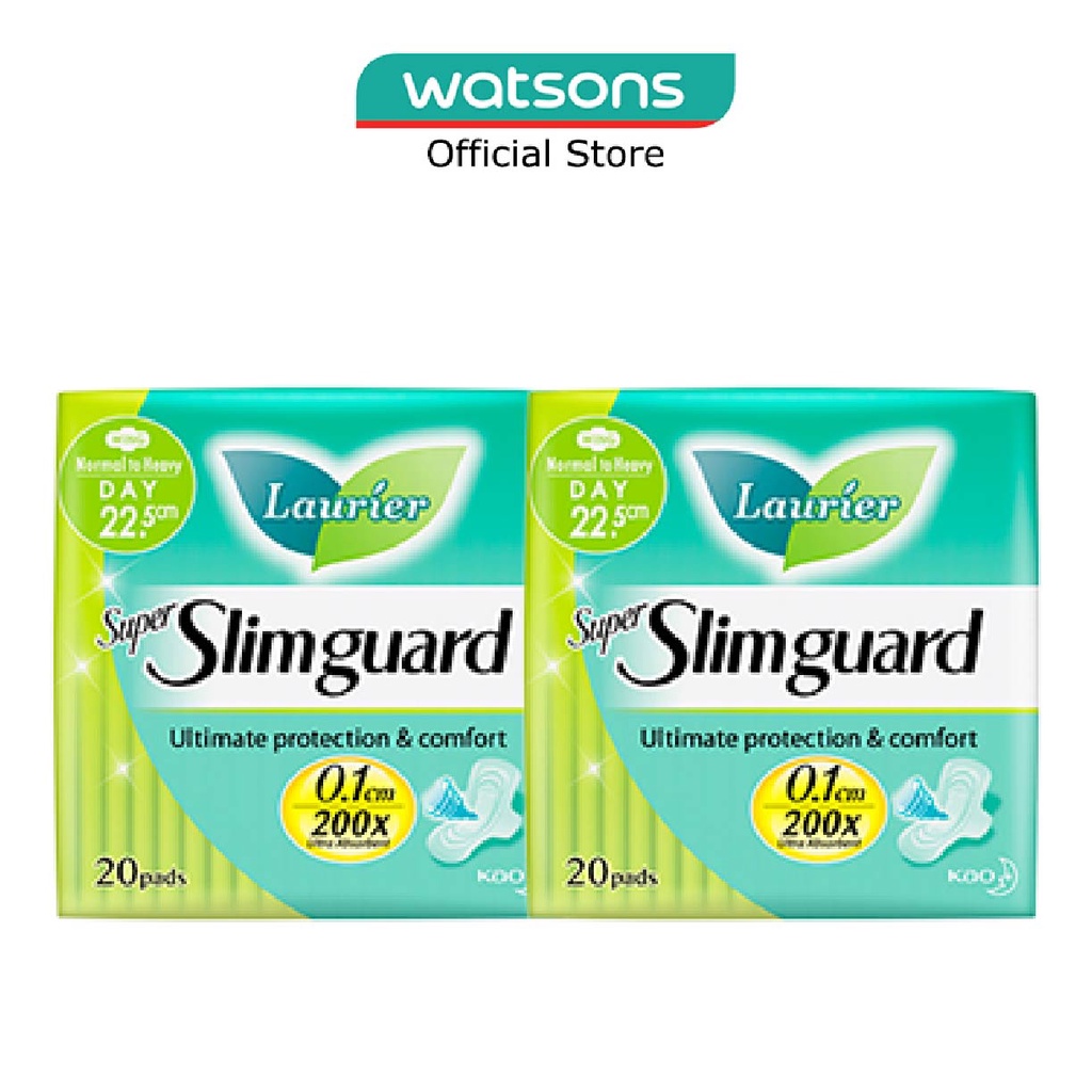 LAURIER Super Slimguard Day Wing Sanitary Pad 22.5cm Twin Packset 20s x ...
