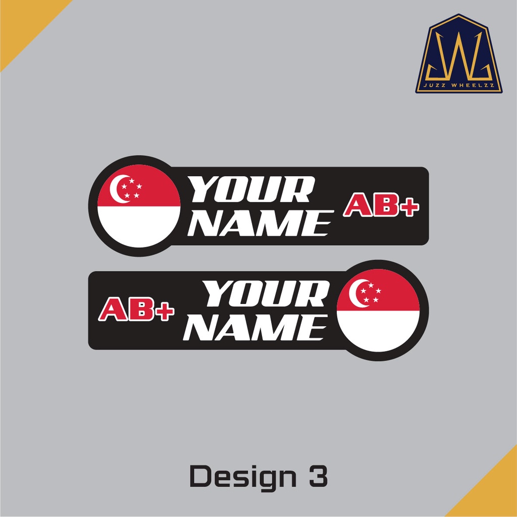 Bicycle or Helmet. Flag + Custom Name + Blood Type Decal | Shopee Singapore