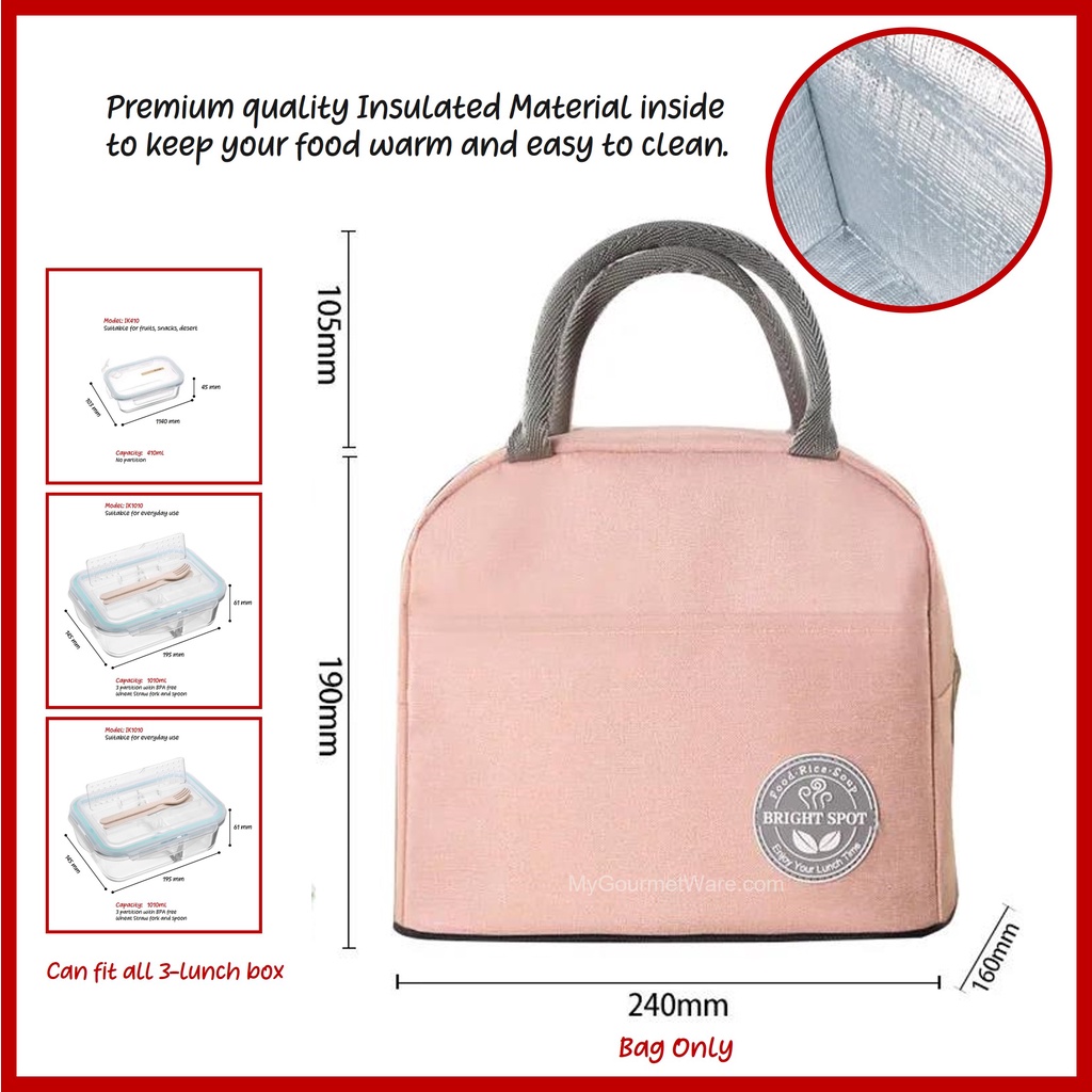 [SG Stock] Glass Lunch Box with Cutlery Storage | BPA Free and Leak ...