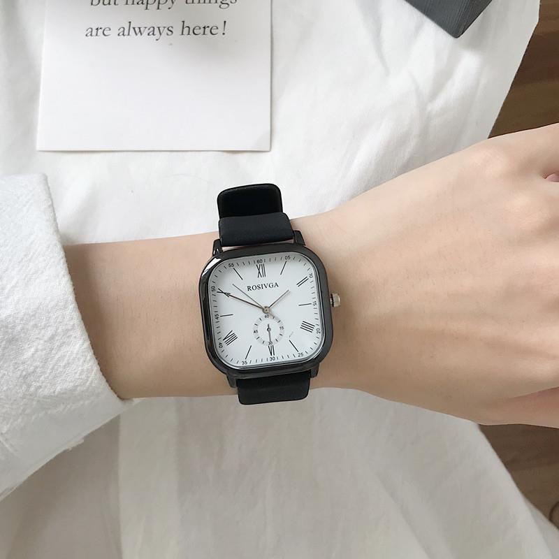Simple Beautiful Square Quartz Watch Male and Female Students Retro ...