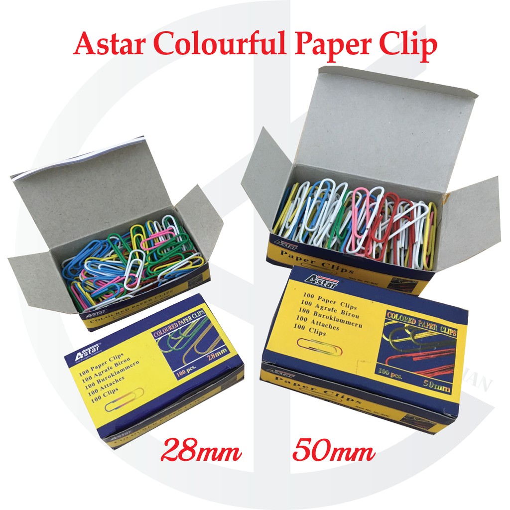Astar Colour Paper Clip 28mm / 50mm (100pcs) | Shopee Singapore
