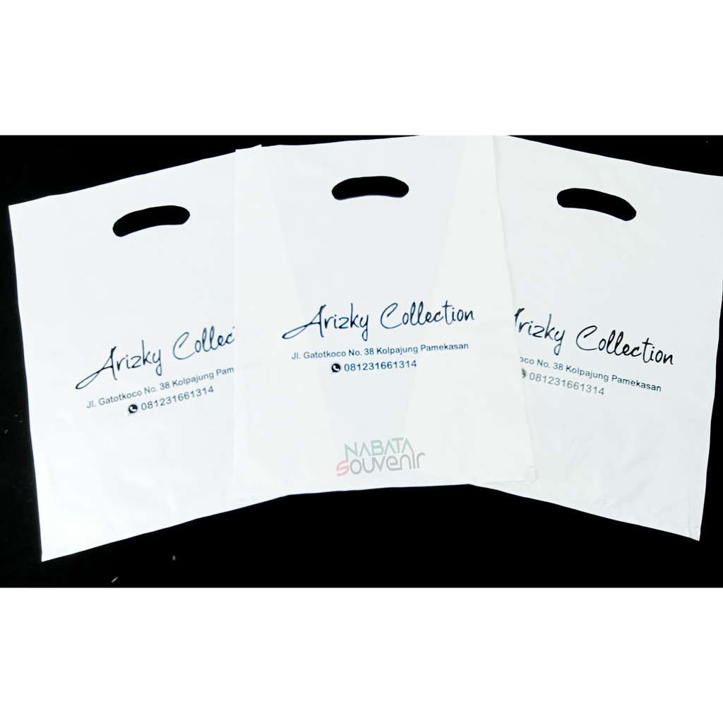 HITAM Thick Black Plastic Bag Plus Free Clip Custom Design | Shopee ...