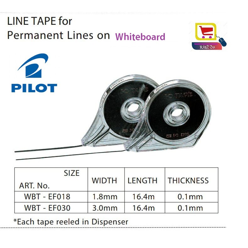 Pilot Permanent Line Tape WBT-EF018 / 1.8mm AND WBT-EF030 / 3.0mm ...