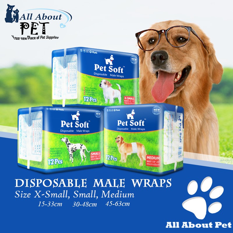 Pet Soft Disposable Male Wraps Dog Diapers - Male 12pcs ( X-Small ...