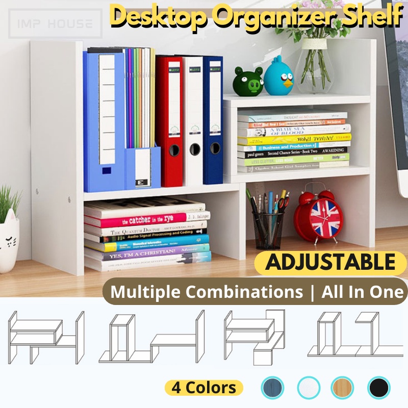 [SG] IMP HOUSE Adjustable Wooden Desktop Shelf Storage Desk Organizer ...