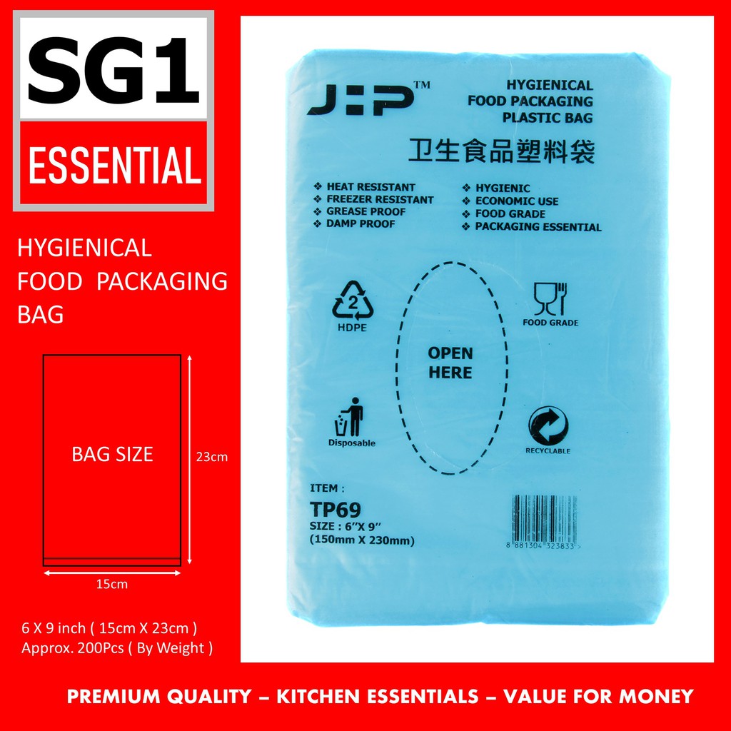 FOOD BAG / CLEAR HDPE FOOD PACKAGING PLASTIC BAG 6 x 9 INCH | Shopee ...