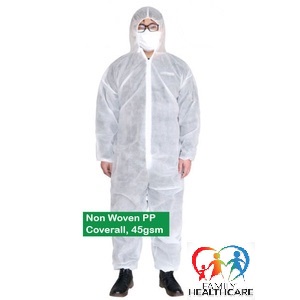 Non Woven PP PPE Suit Coverall Jumpsuit 45gsm Disposable protective ...