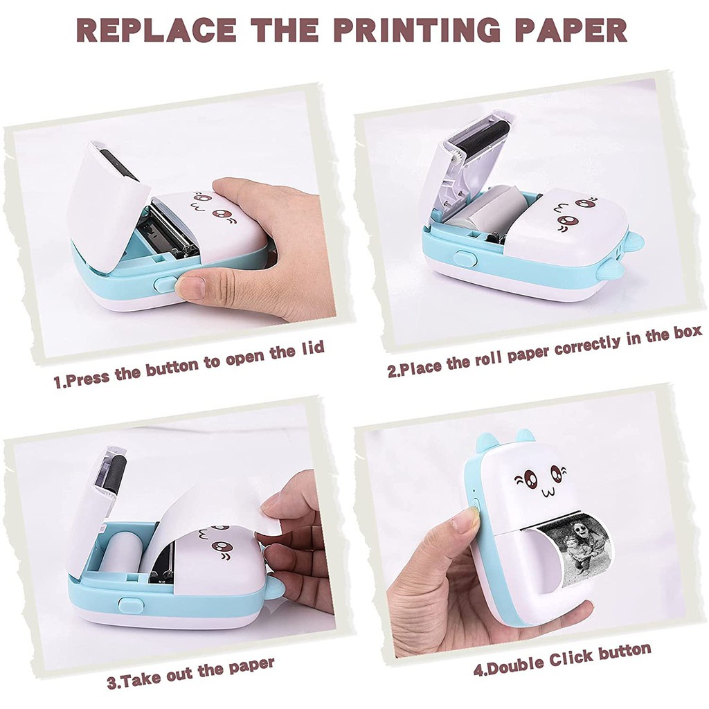 Mini Portable Thermal Printer Mobile Printer Photo Printer Home Phone ...