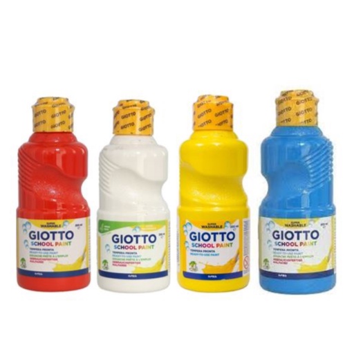 Giotto School Washable Paint 250ml (Primary Colors) Set with Brush and Paint Tray Palette ...