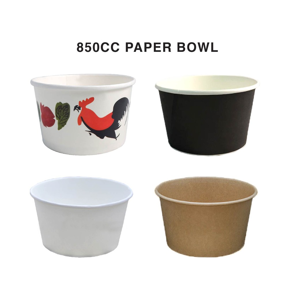 DISPOSABLE 850CC PAPER BOWL KRAFT/ WHITE/ BLACK / CHICKEN PRINTED ...