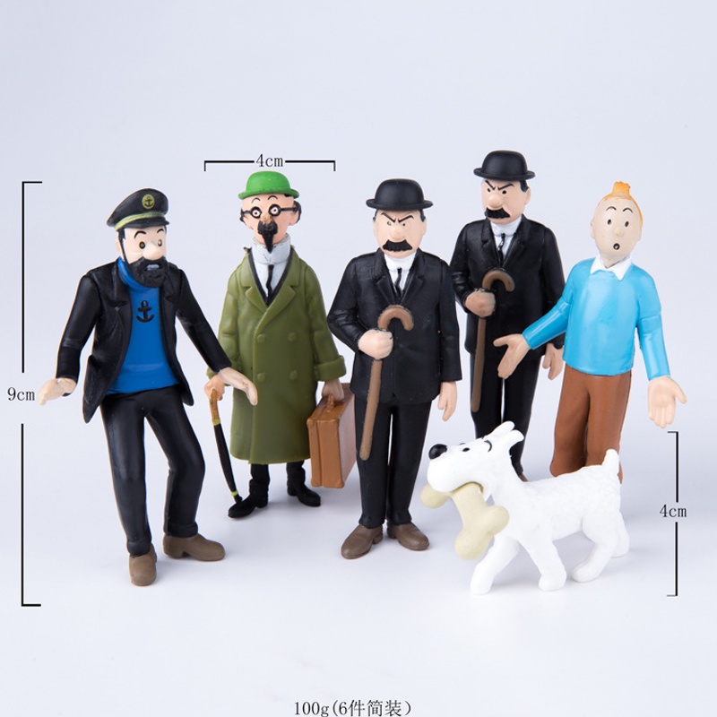 6Pcs/Set 8cm New Anime Cartoon The Adventures of Tintin Action Figures ...