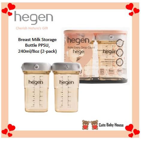 Hegen PCTO Breast Milk Storage Bottle PPSU, 240ml/8oz (2-pack) | Shopee Singapore