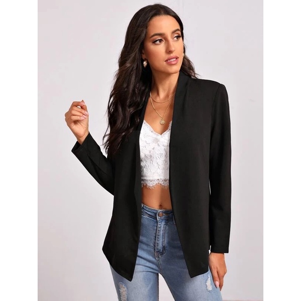 Kyu S Code Kysh132 Open Front Solid Blazer Shopee Singapore