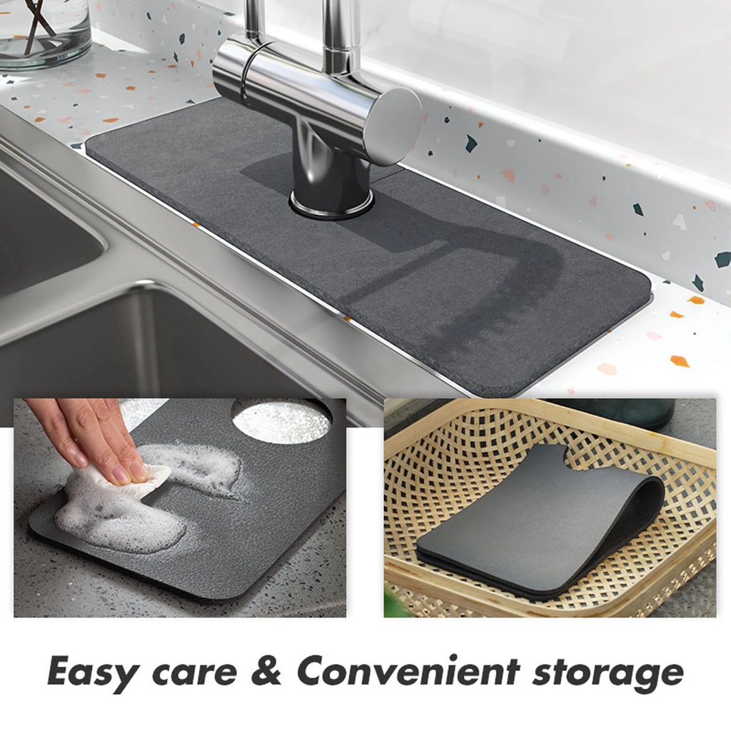 Kitchen Faucet Absorbent Mat Quick Drying Sink Pad Splash Catcher ...