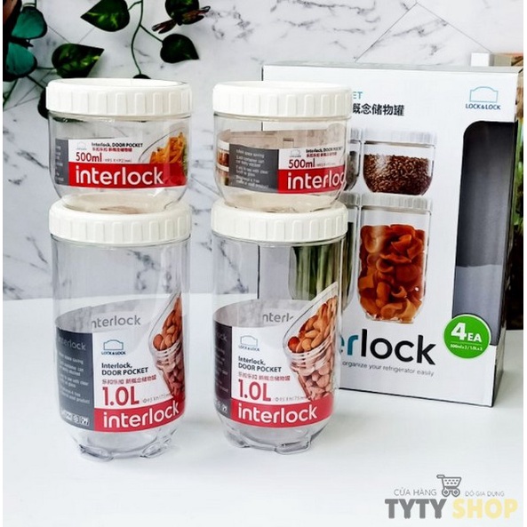 Set of 4 Interlock plastic boxes by Lock&Lock (2x1L,2x500ml) | Shopee ...