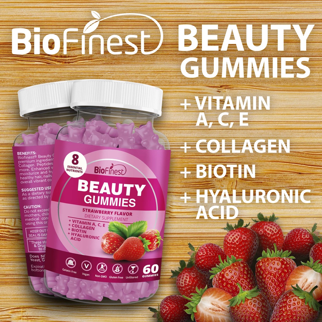 Biofinest Beauty Collagen Gummy Supplement - Vitamin A C E Biotin ...