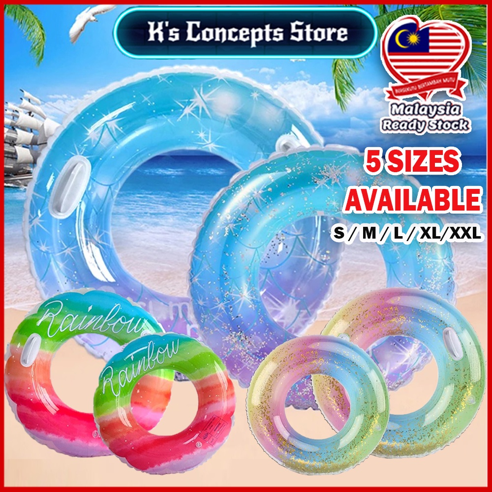 Swimming Ring Rainbow Colorful Floaty Pelampung Inflatable Swimming ...