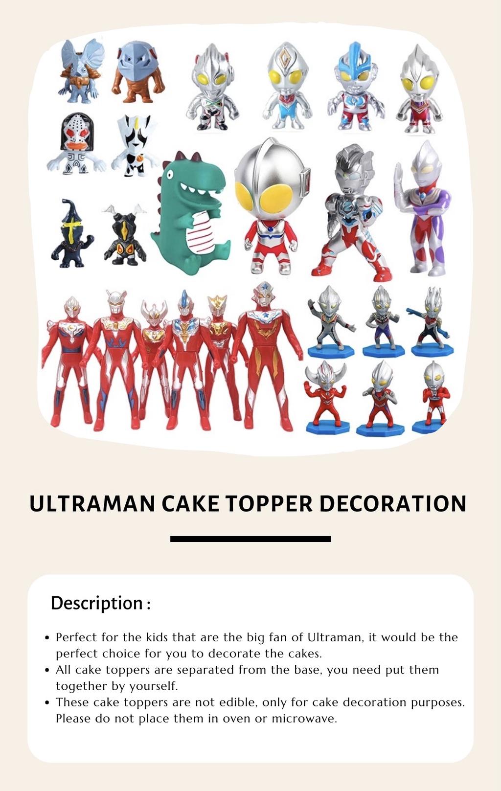 Ultraman Figurine Cake Topper Decoration | Ultraman Dinosaur Kek Hiasan ...