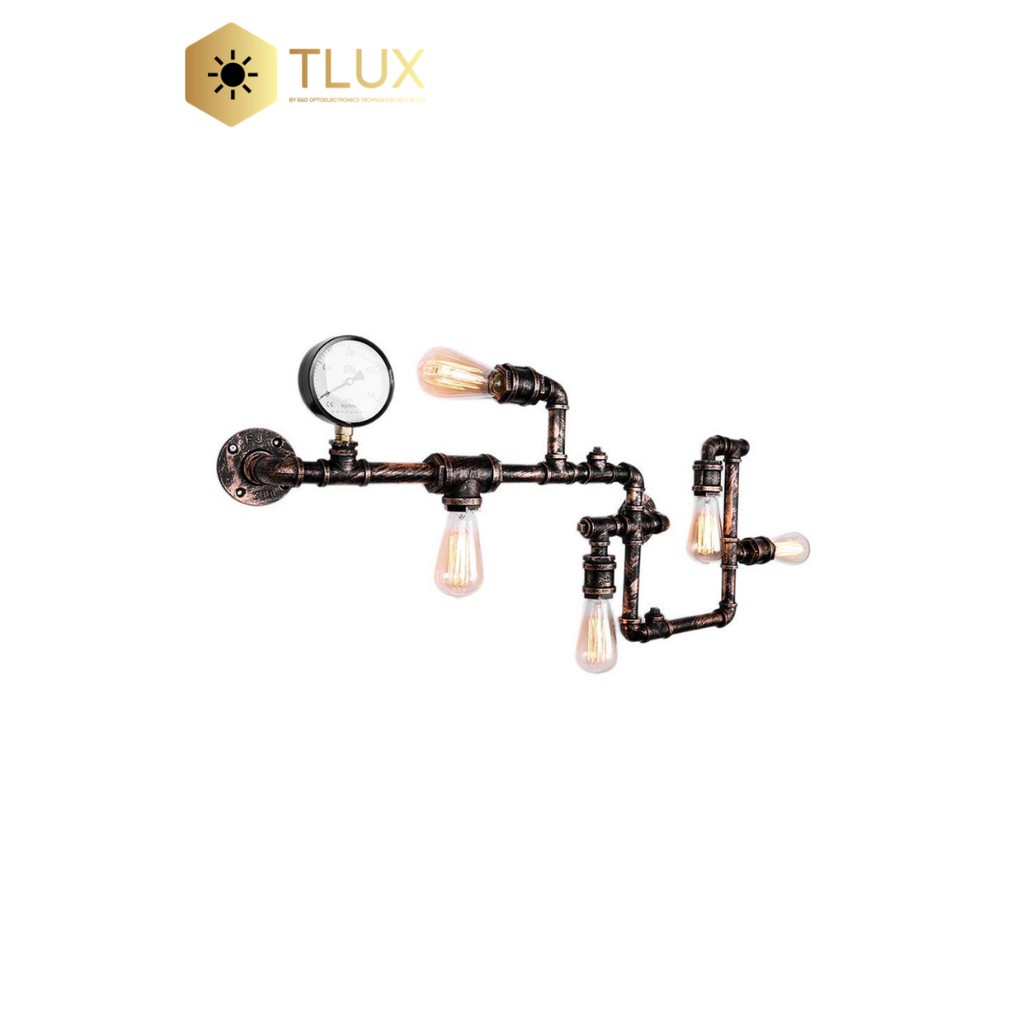 5 Head Vintage Industrial Rustic Pipe Wall Light | Shopee Singapore