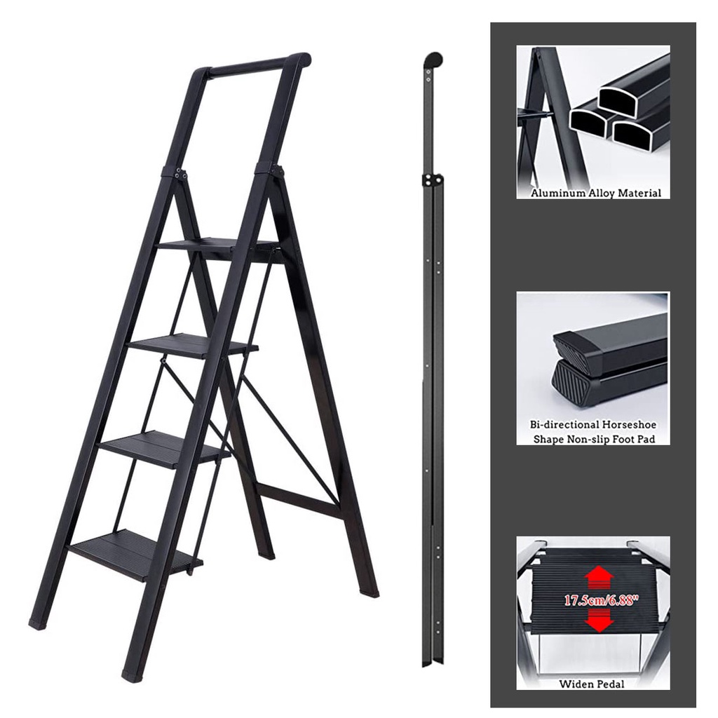 [iDS] Premium Lightweight Aluminum Ladder Folding Step Ladder Anti-Slip ...