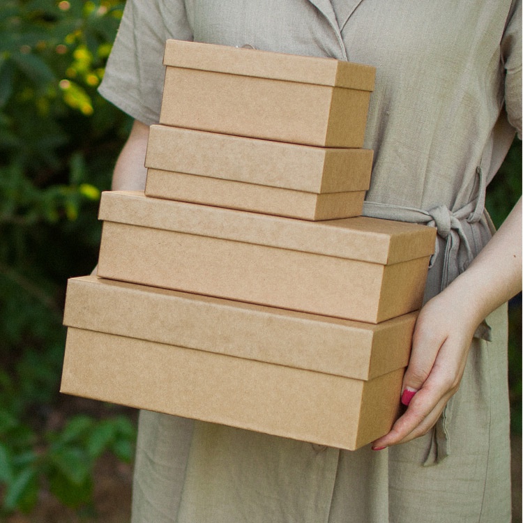 Kraft Paper Gift Boxes with Lid, Nested Boxes, Assorted Sizes, Gift ...