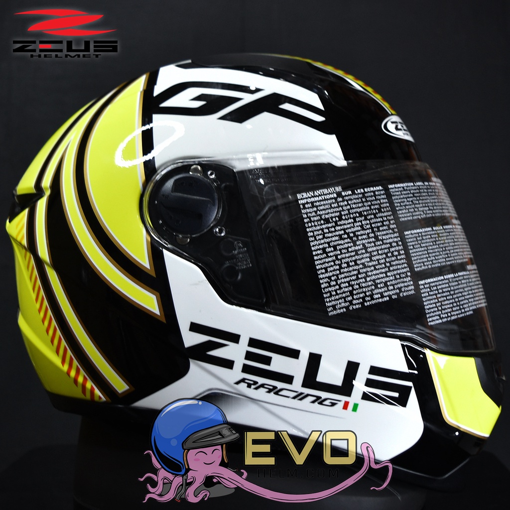Zeus HELM FULL FACE BLACK AL2 YELLOW - FREE SMOKE VISOR ZEUS ORIGINAL ...