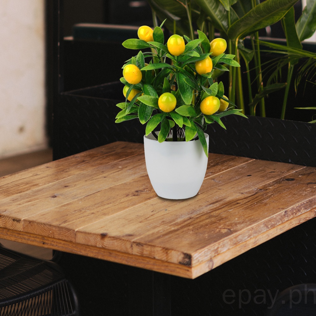 Artificial Lemon Potted Plants Pots Plastic Home Decor Kumquat Tree ...
