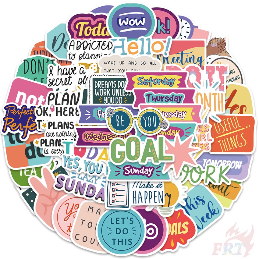 52Pcs/Set Colorful Schedule Series 01 Plan Slang Stickers Waterproof ...