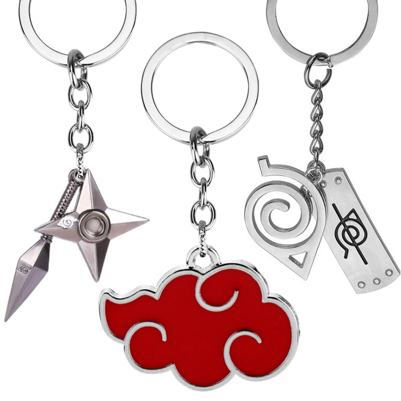 Anime Naruto Acrylic Keychain Konoha Symbol Akatsuki Red Clouds ...