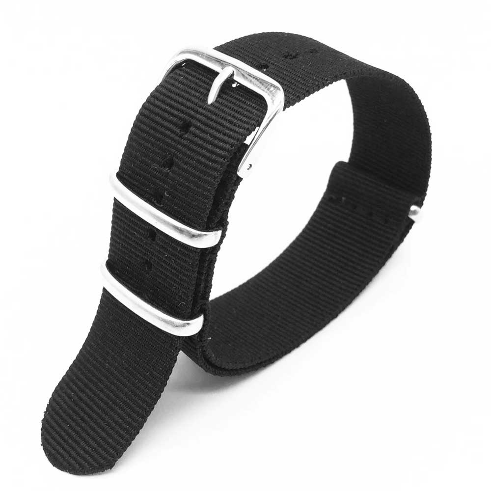 Black Nylon loop strap 16mm 18mm 22mm 24mm Watch Band Strips Men Nato ...