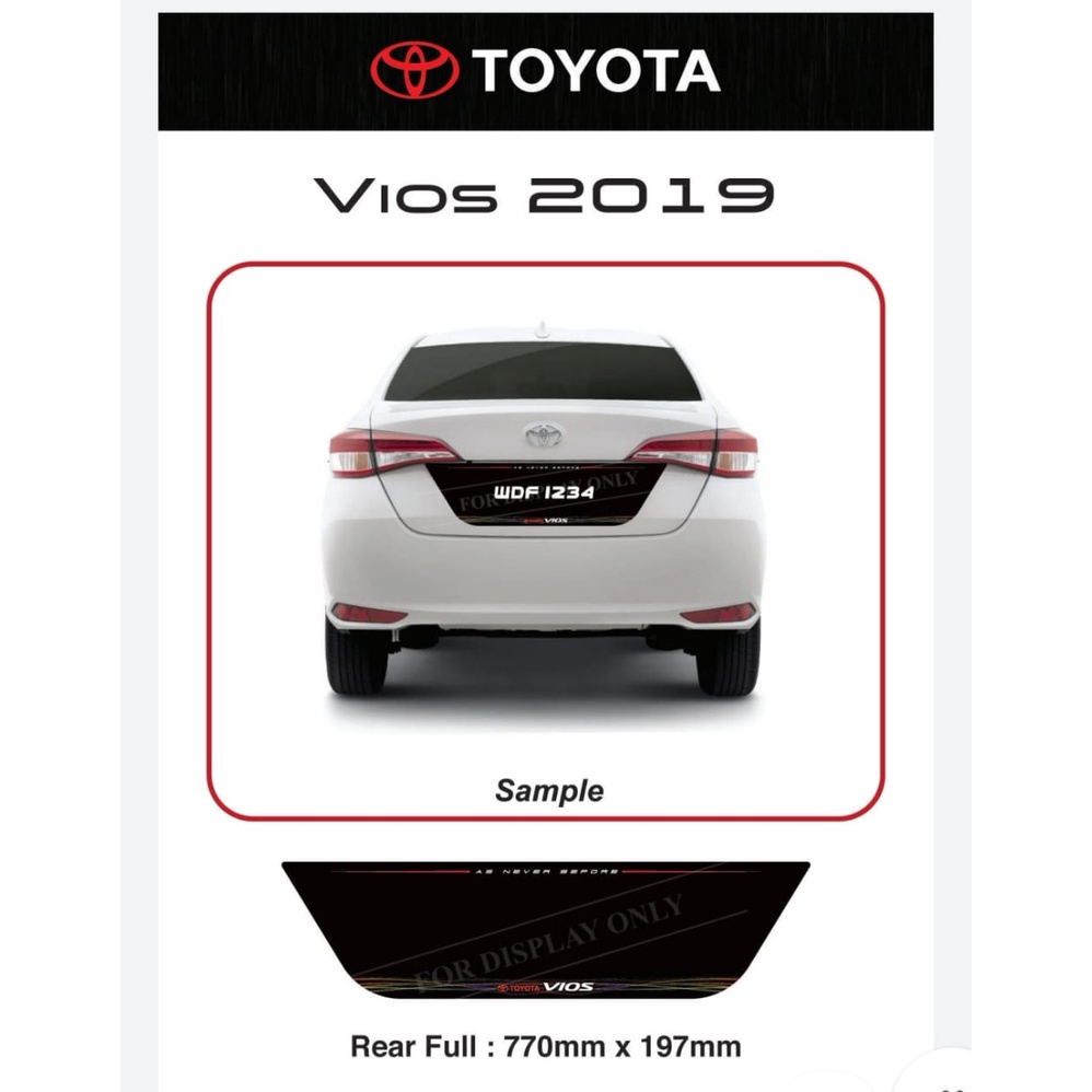 Toyota Vios 2019 Acrylic Car Number Plate Full rear board Toyota Vios ...