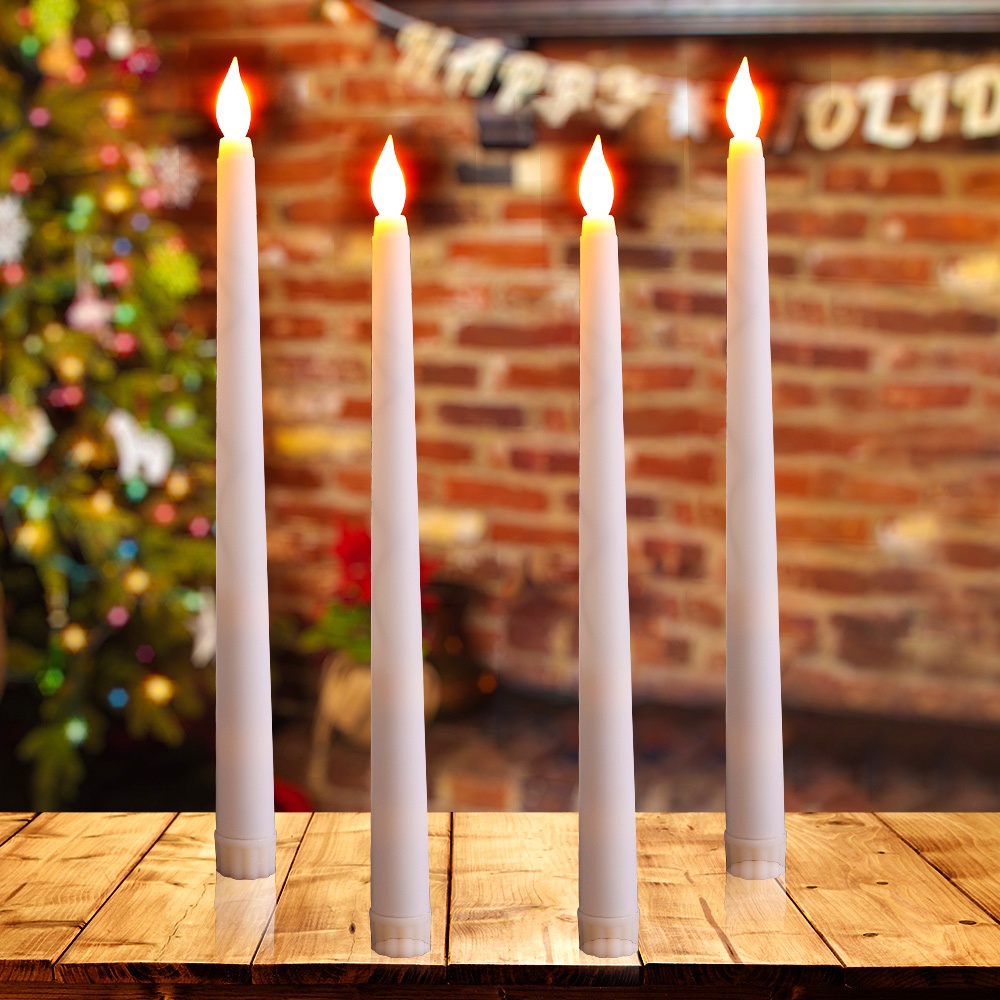 Black/Red/Yellow LED Taper Candles With Flickering Flame Banquet ...