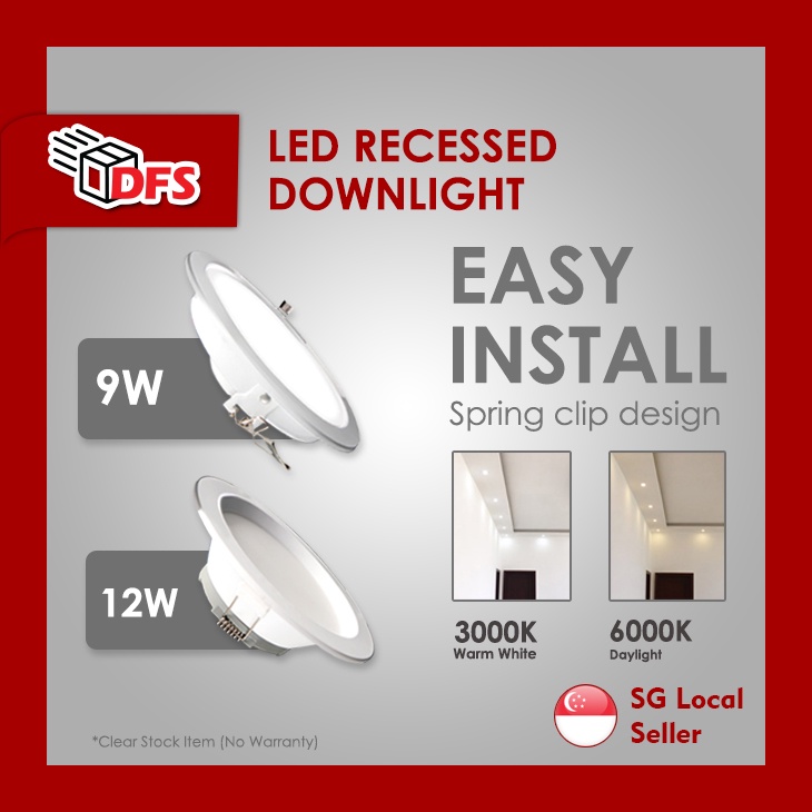 DFS LED LIGHT LED Normal Recessed Downlight 7W 9W 12W Round (SG Seller ...