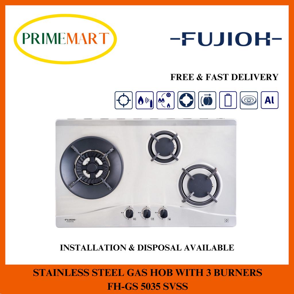 FUJIOH FH-GS5035 SVSS STAINLESS STEEL GAS HOB WITH 3 DIFFERENT BURNER ...