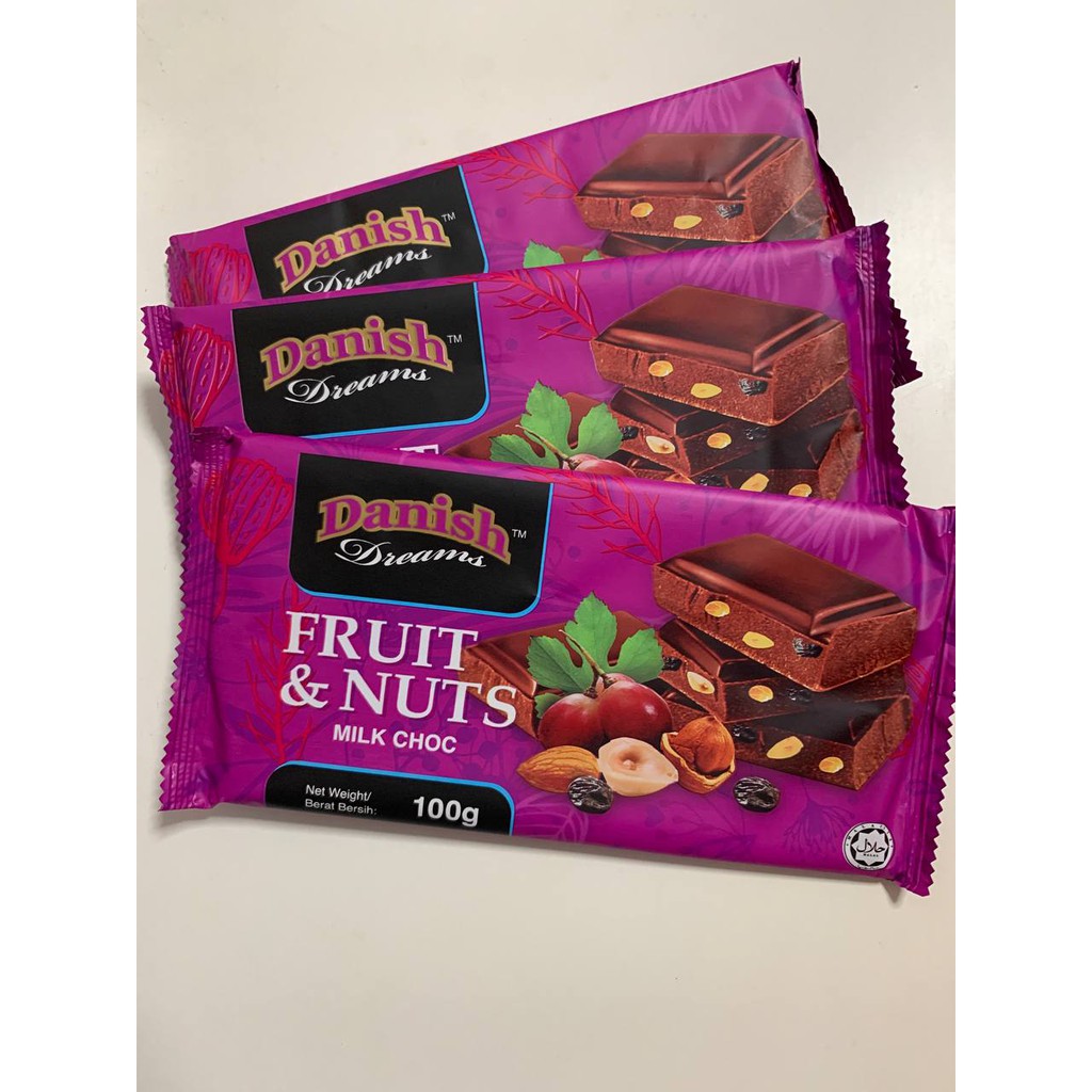 Danish Dreams Fruit & Nuts Milk Chocolate 坚果牛奶巧克力 100g | Shopee Singapore
