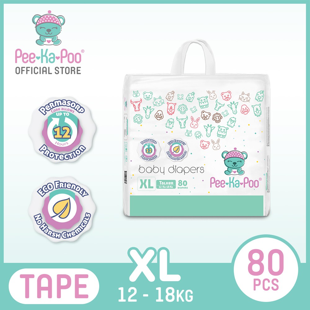 Pee-Ka-Poo Diaper [Pack x 80 Pcs Taped Diapers] Pee-Ka-Poo Taped ...